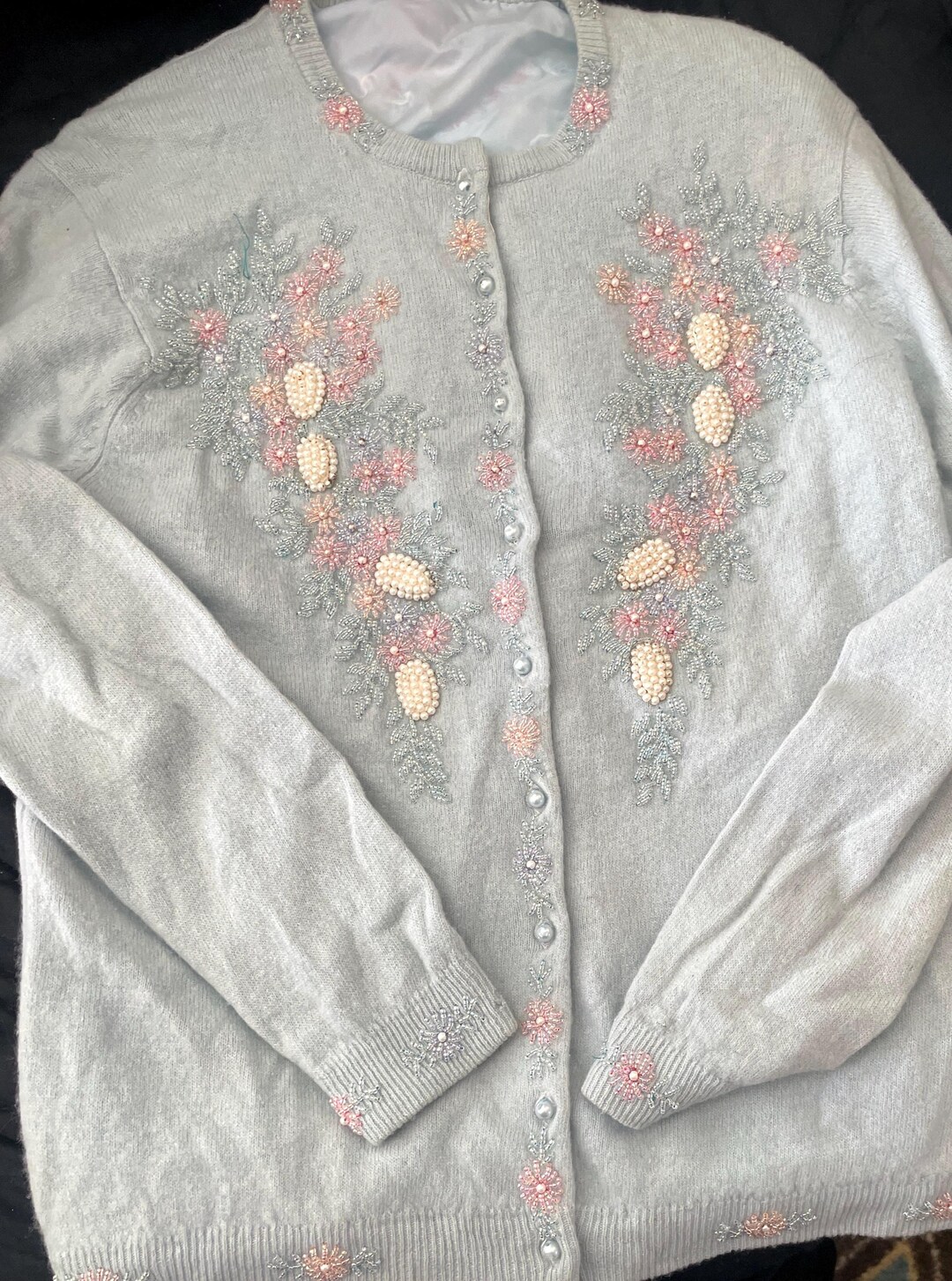 1950s Beaded Sweater: Baby Blue Pin-up Glamour - Etsy