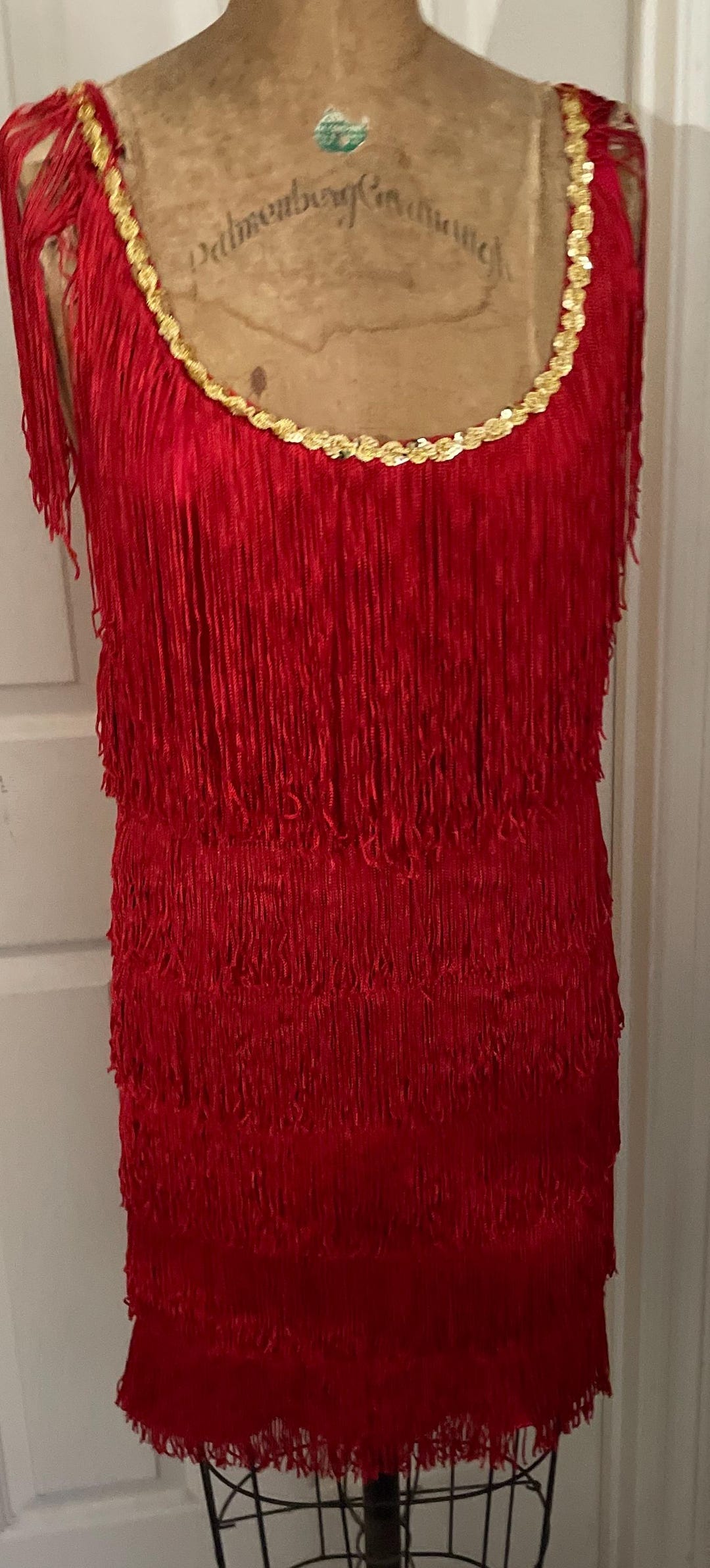 Red Flapper Dress, 1920’s Themed Costume, Red Fringed Flapper Dress ...