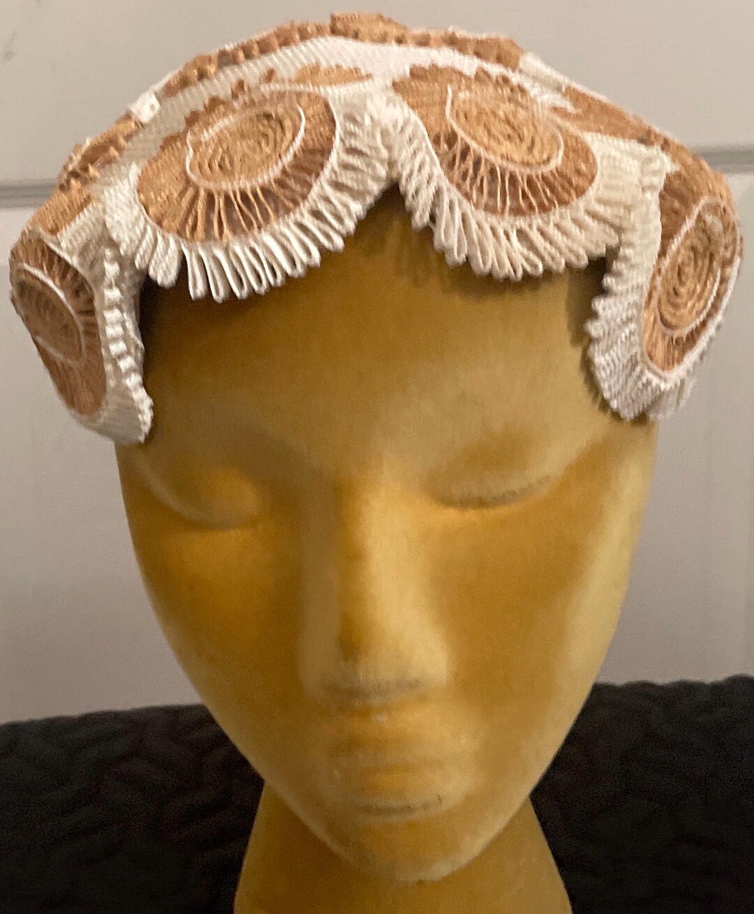 Vintage Ecru and Goldenrod Cocktail Hat, Vintage 50’s Hat,casque Hat ...