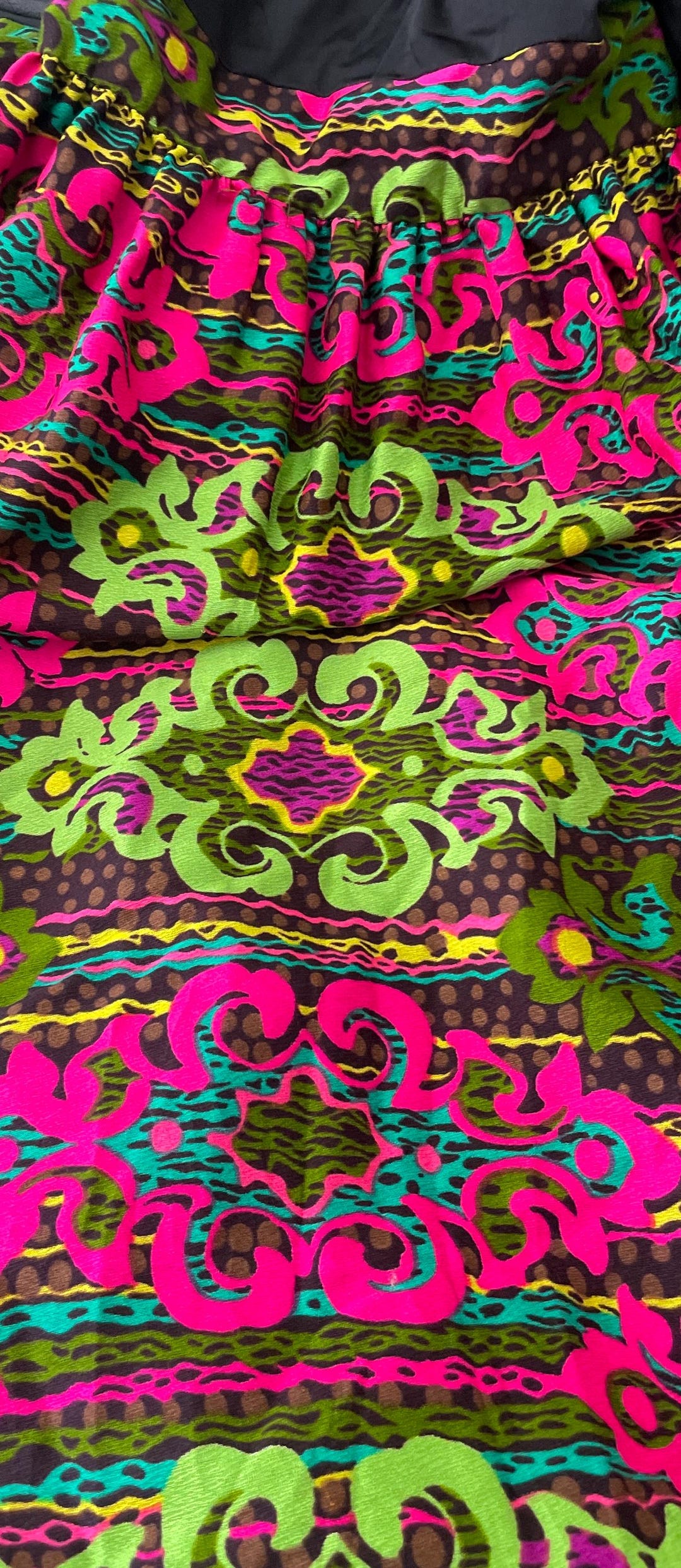 1970’s Neon Print Maxi Dress, 70’s Party Dress, 1960’s Maxi Dress ...