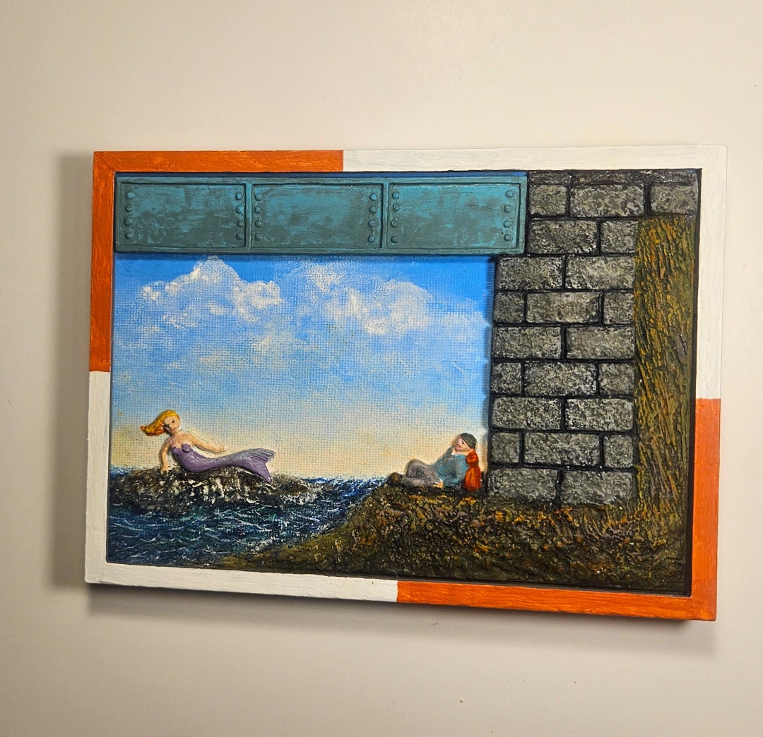 Hobo Meets Mermaid Under Bridge Original Hand Painted and Sculpted ...