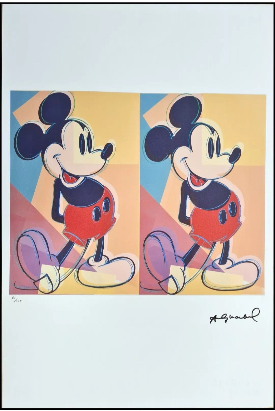 Andy Warhol mickey Mouse Lithograph 57 Cm 38 Cm Limited Numbered 100 ...