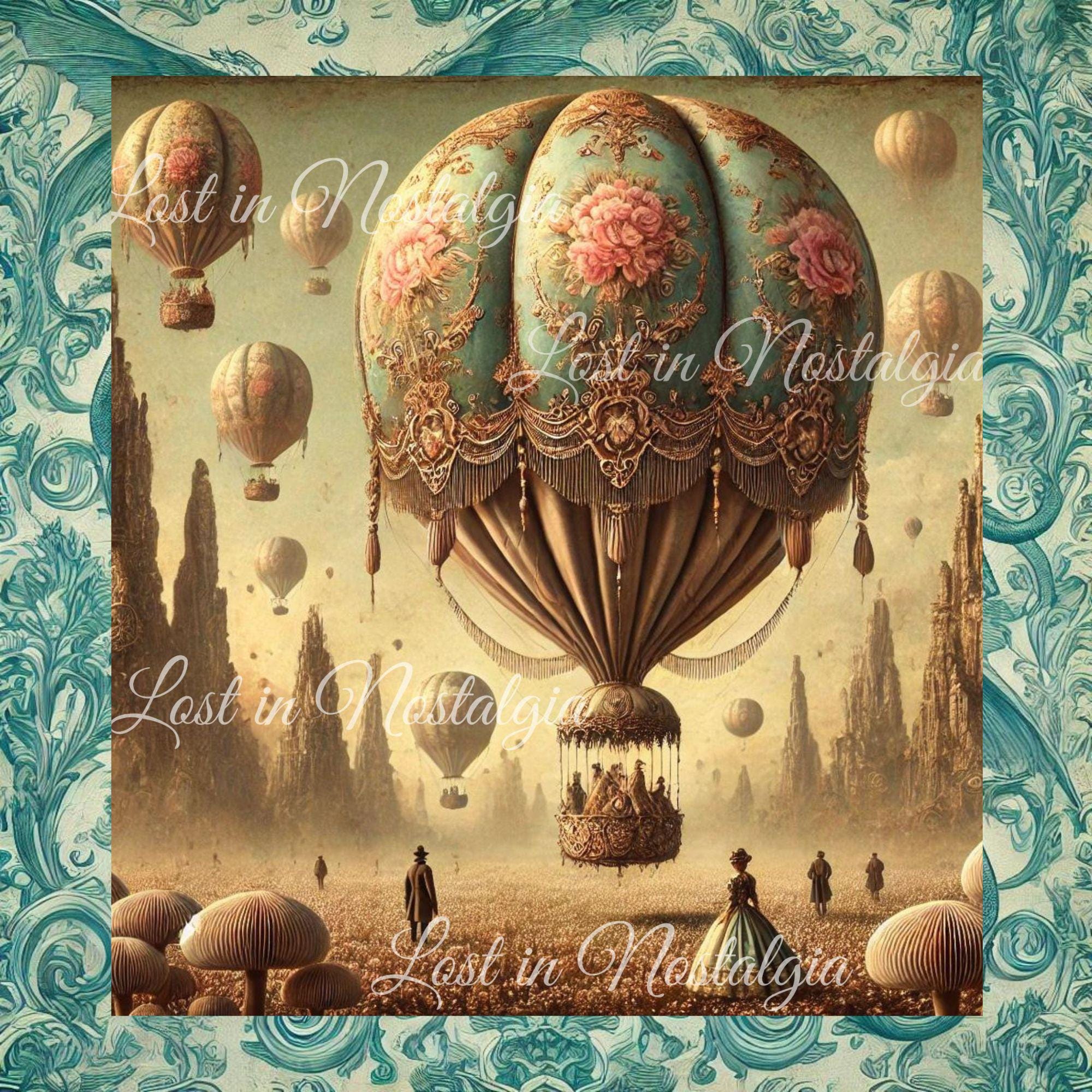 Victorian Sky Odyssey | Ai-generated Fantasy Art | Victorian Hot Air ...