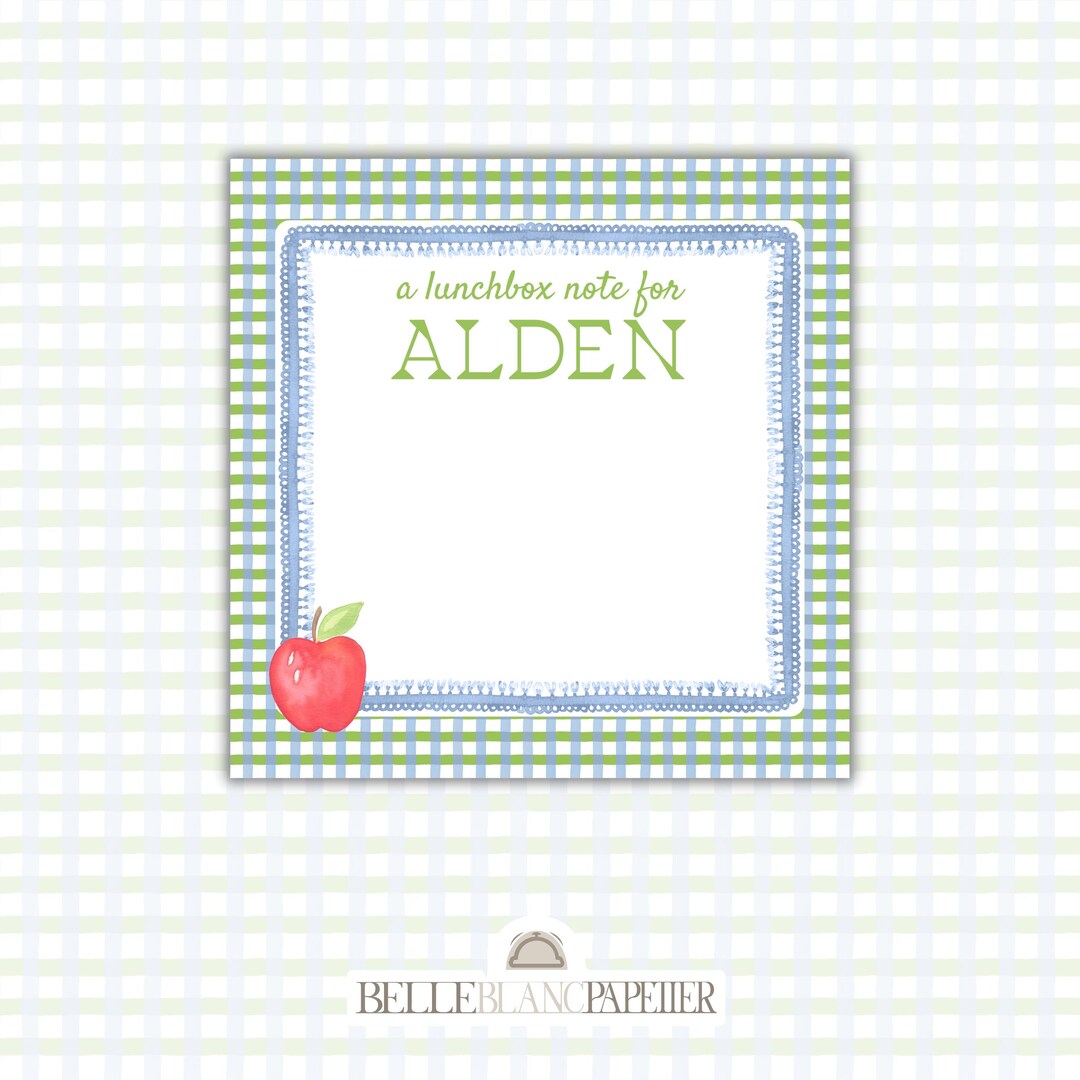 Lunchbox Notes Notepad Personalized Custom Blue & Green Pastel ...
