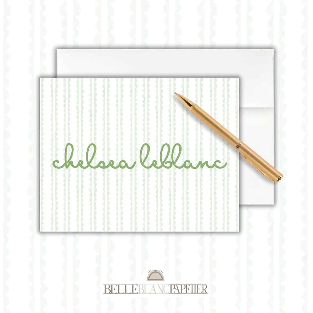 Folded Note Cards | Mint Green Scallop | Set of 10 A2 With Envelopes ...