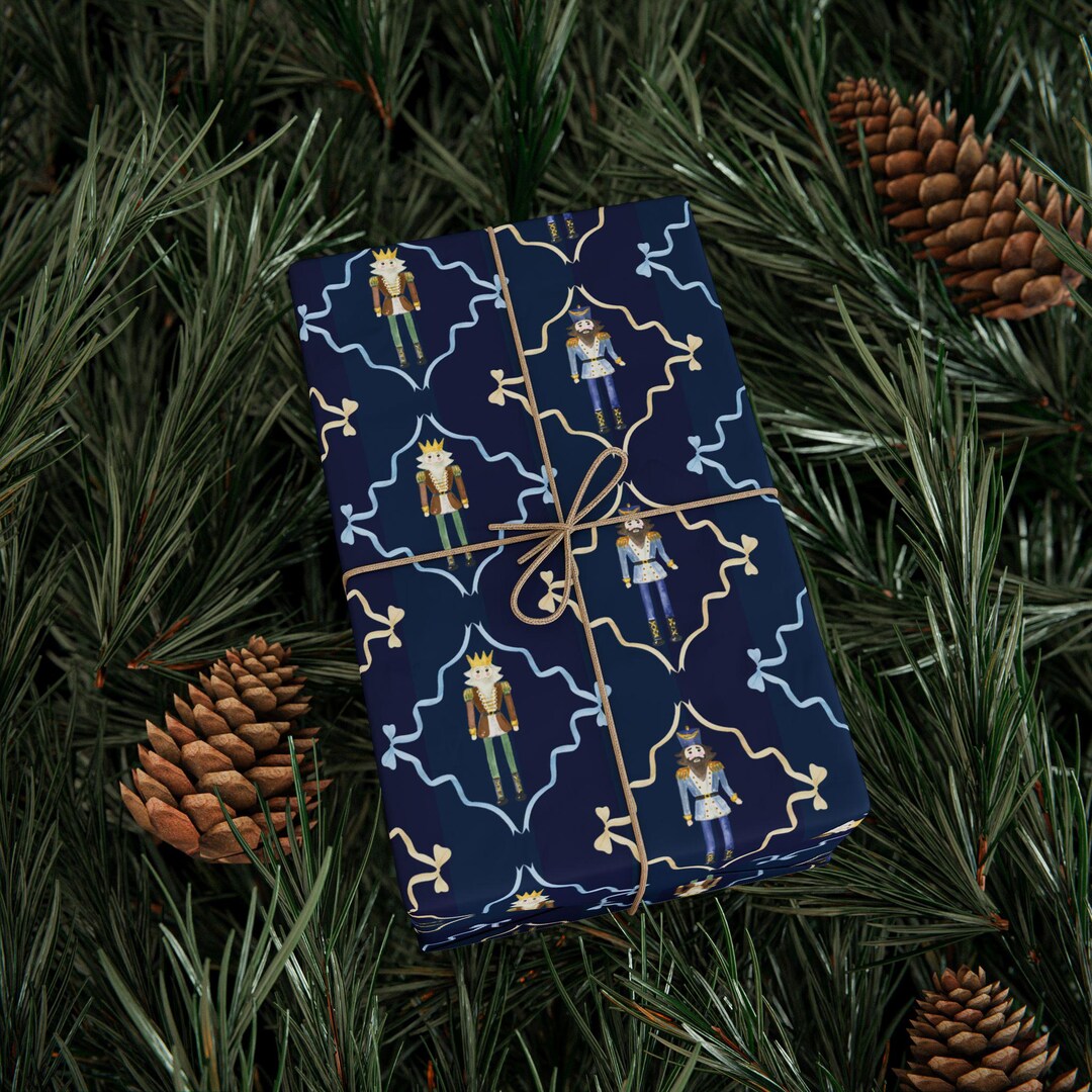 Navy Nutcracker Wrapping Paper | Christmas Gift Wrapping - Etsy