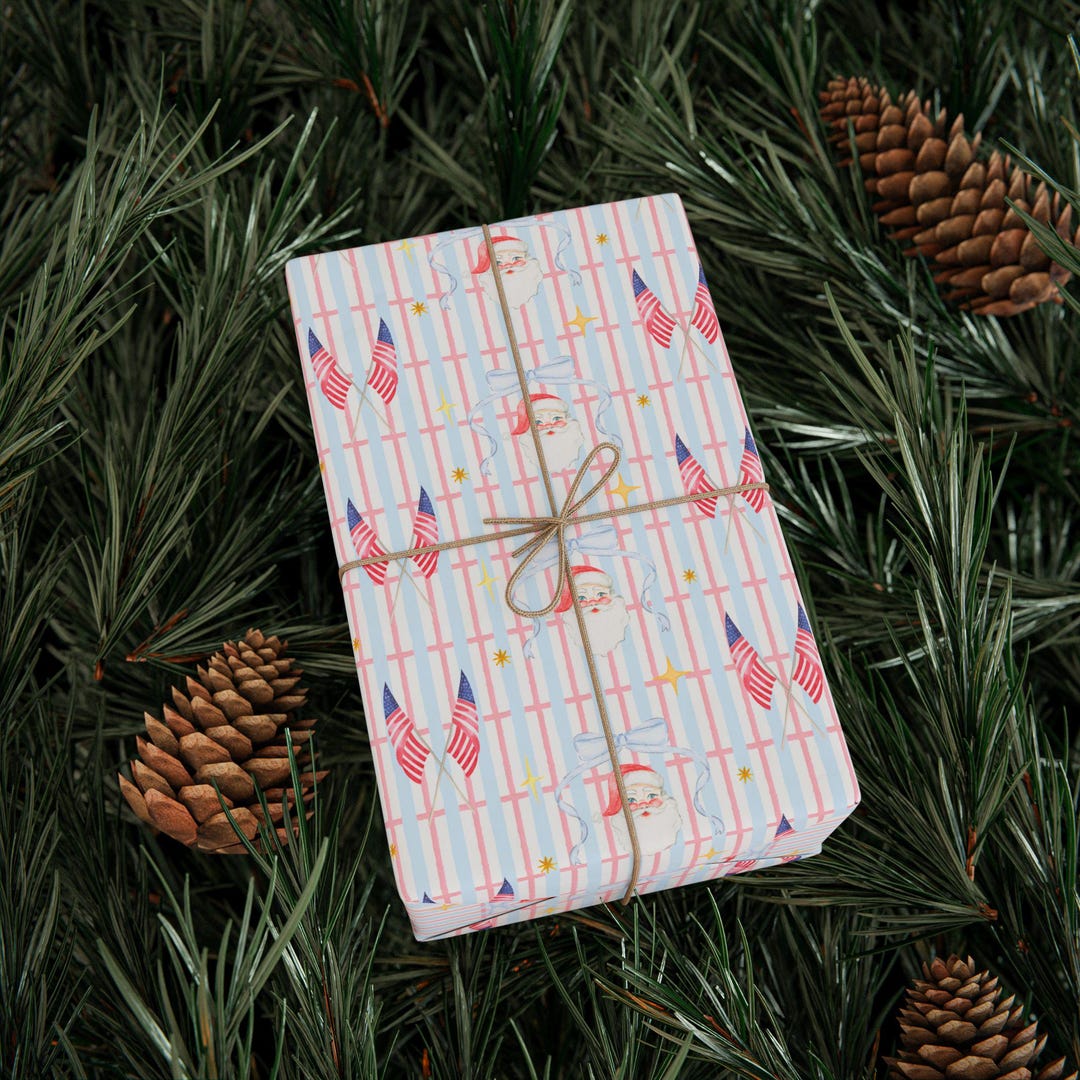 Patriotic Santa | Christmas Wrapping Paper | USA - Etsy