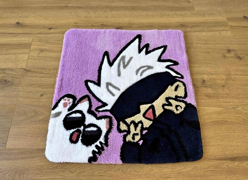 Saturo Gojo Rug | Jujutsu Cat | Kaisen | Hand Tufted Rug | Non-slip ...