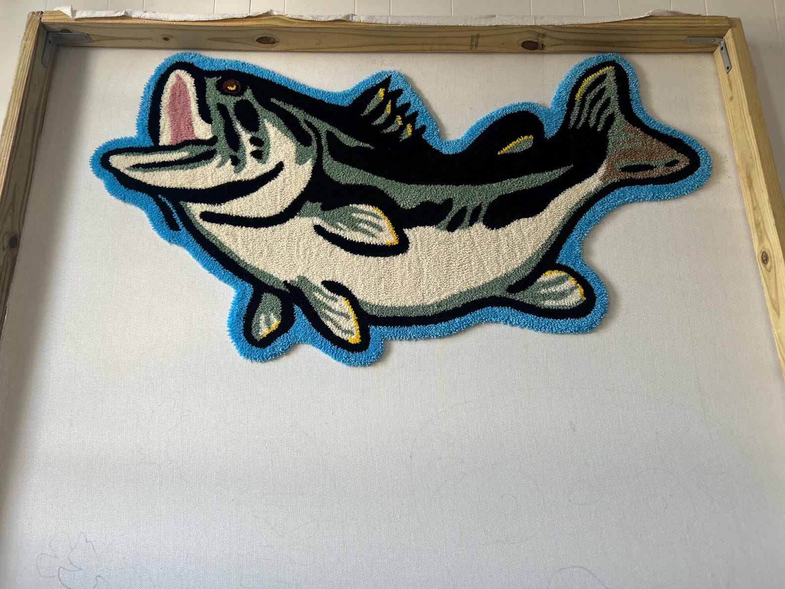 Large Mouth Bass Rug | Fish Rug | Cabin Decor | Hand Tufted Rug | Non ...
