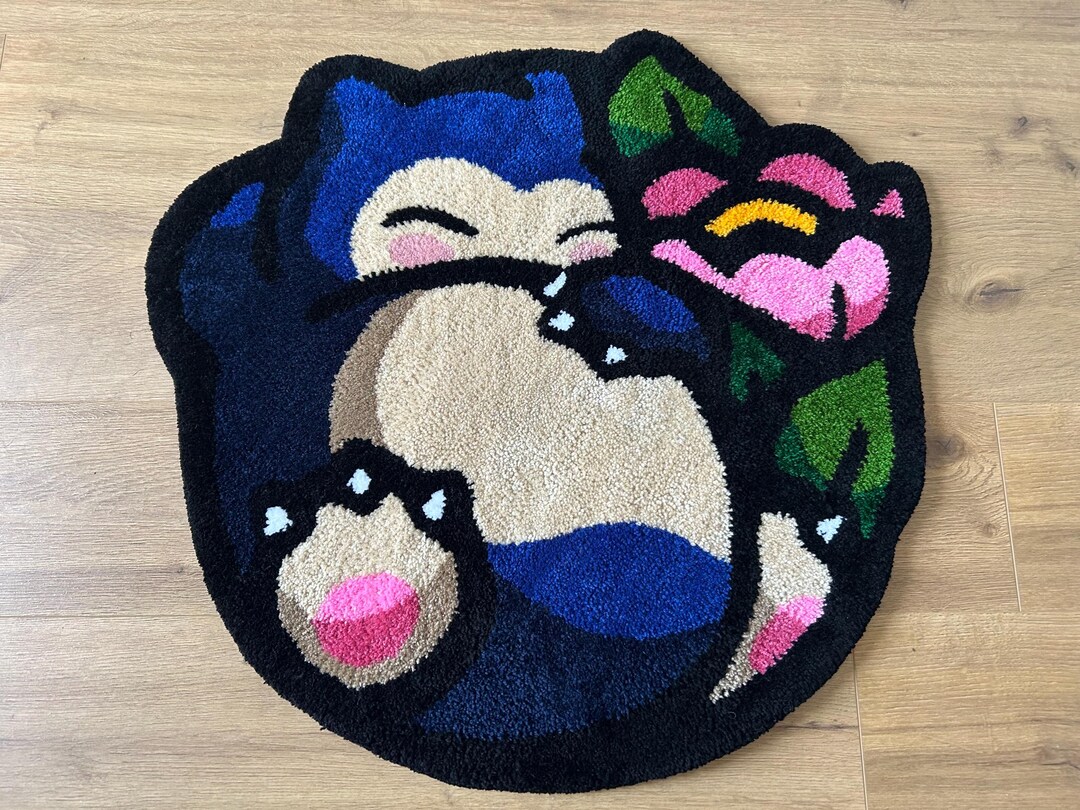 Flower Snorlax Rug Hand Tufted Rug Non-slip Backing Anime Rug - Etsy