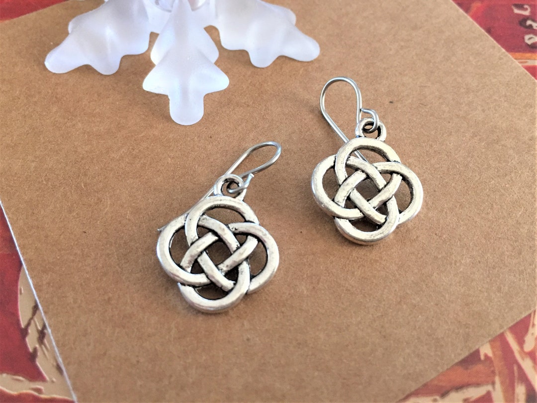 Celtic Viking Infinity Knot Filigree Earrings Silver Plate - Etsy