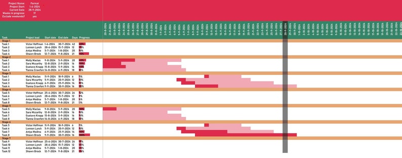 Gantt Chart Excel Template - Etsy