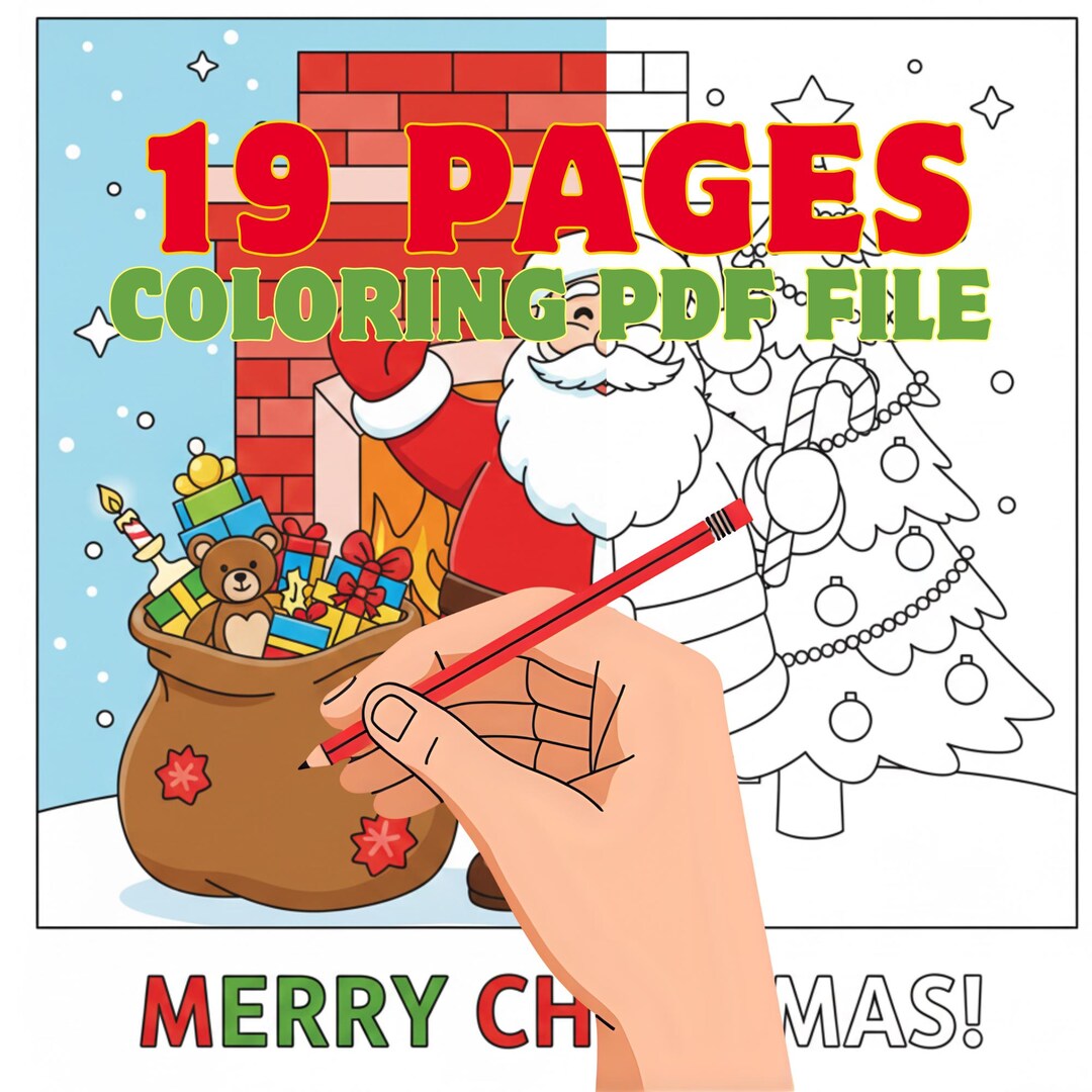 Kawaii Christmas Coloring Page for Kids - Etsy