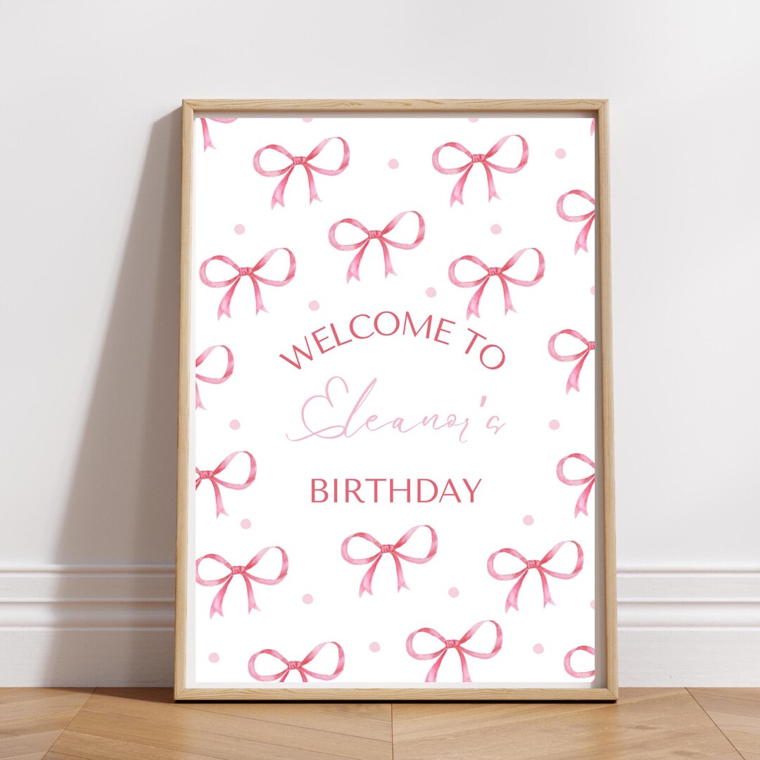 Bow Welcome Sign | Editable Canva Template | Pink Bow Theme - Etsy