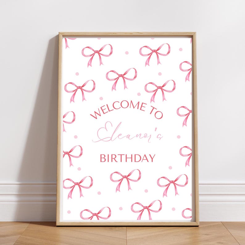 Bow Welcome Sign | Editable Canva Template | Pink Bow Theme - Etsy