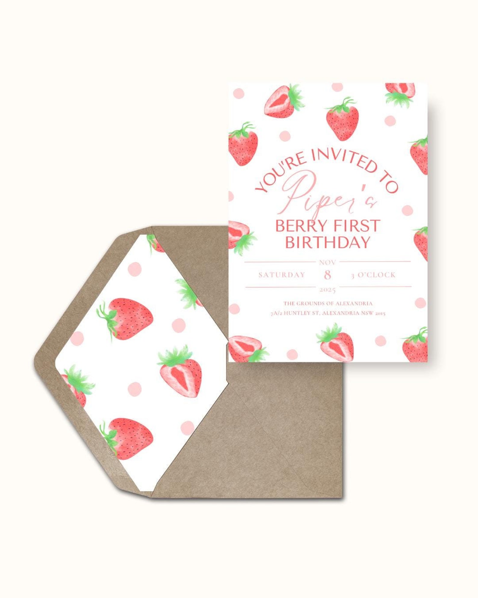 Berry Birthday Invitation | Editable Canva Template | Watercolour ...