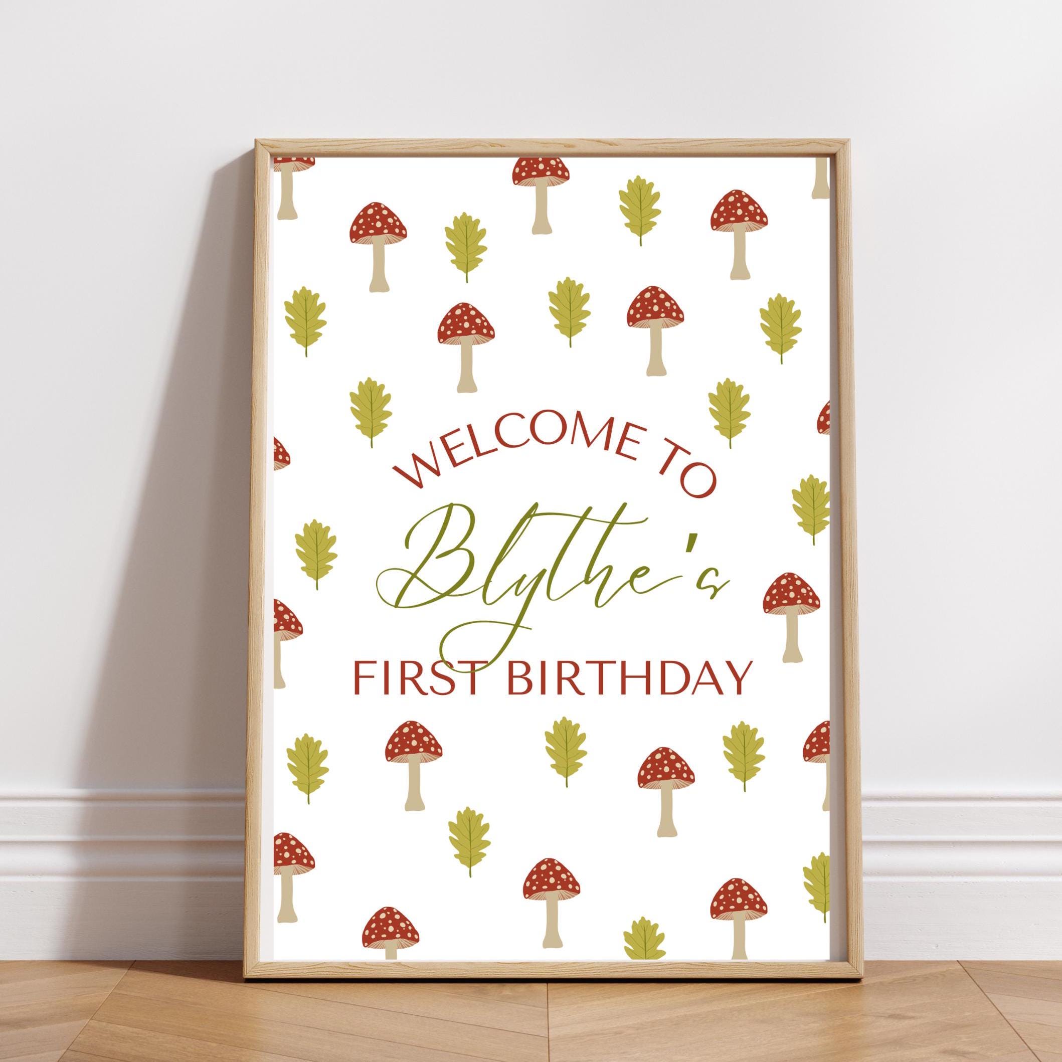 Mushroom Welcome Sign | Editable Canva Template | Woodland Mushroom ...