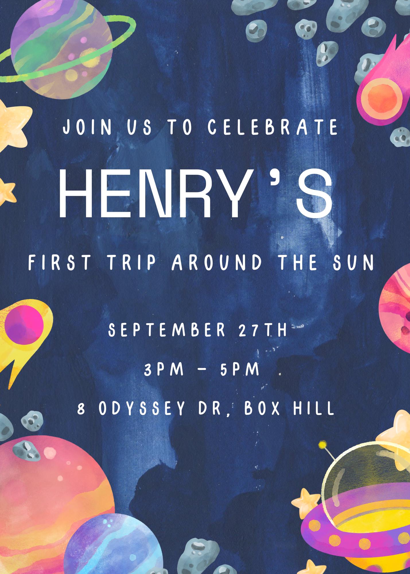 Space Birthday Invitation | Editable Canva Template | Outer Space Theme ...