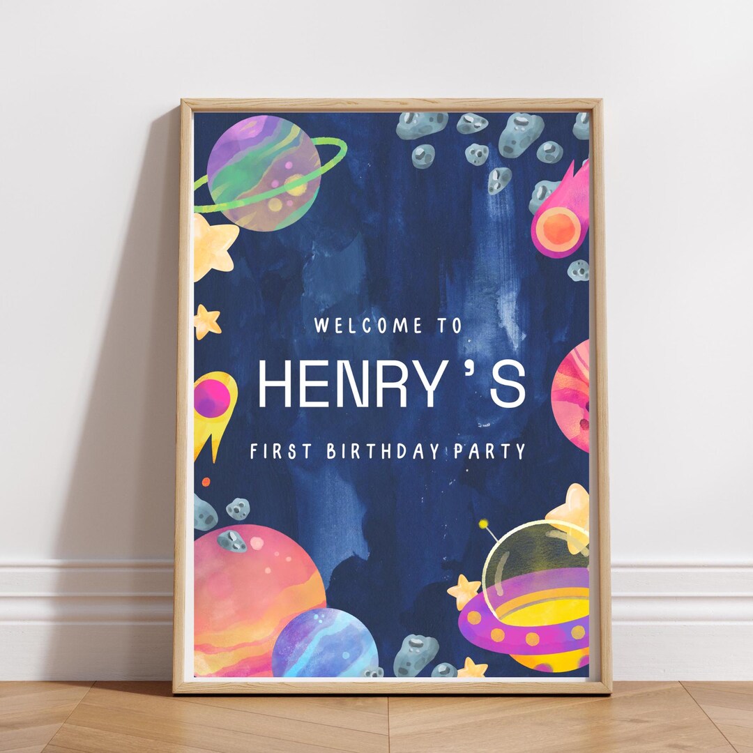 Space Welcome Sign | Editable Canva Template | Outer Space Theme - Etsy