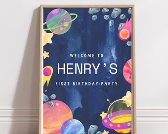 Space Birthday Invitation | Editable Canva Template | Outer Space Theme ...