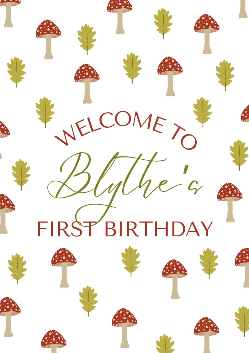 Mushroom Welcome Sign | Editable Canva Template | Woodland Mushroom ...