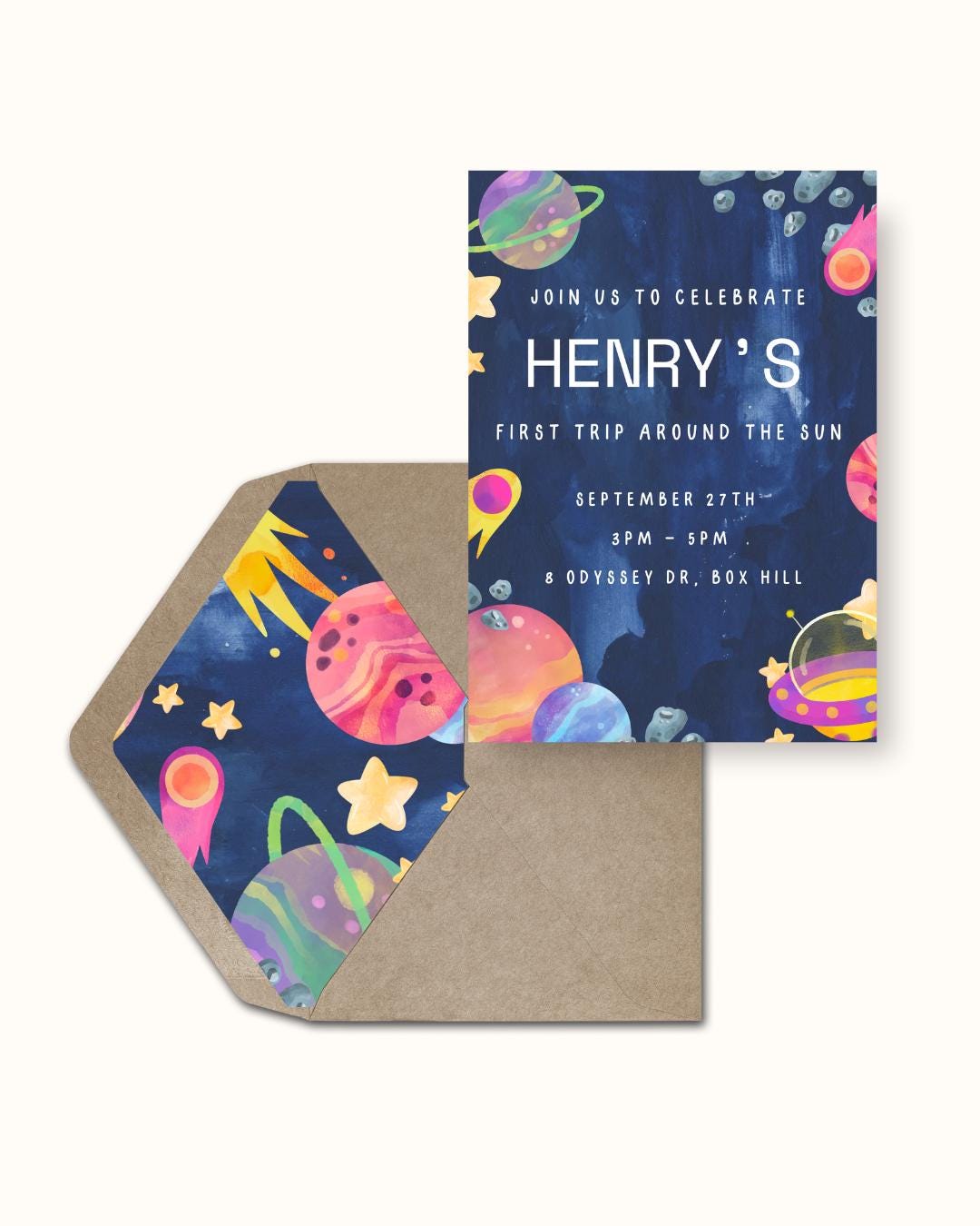 Space Birthday Invitation | Editable Canva Template | Outer Space Theme ...