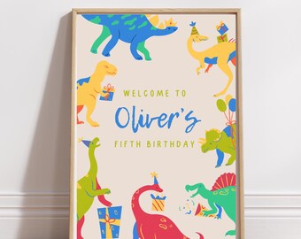 Dinosaur Welcome Sign | Editable Canva Template | Cartoon Dinosaur ...