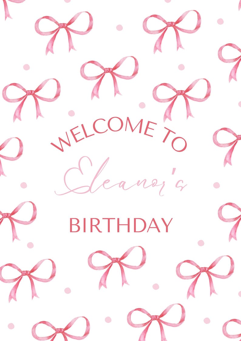 Bow Welcome Sign | Editable Canva Template | Pink Bow Theme - Etsy