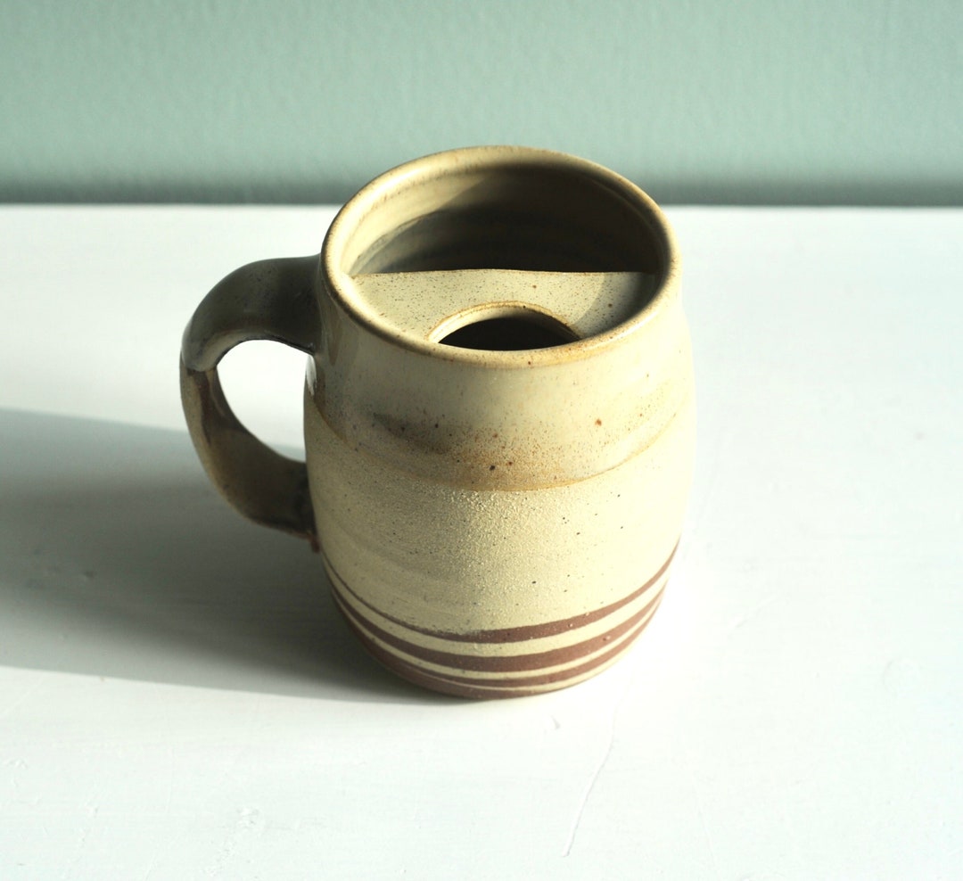 Pottery Stein,ceramic Mustache Mug,lefty Mug, Moustache Protector ...