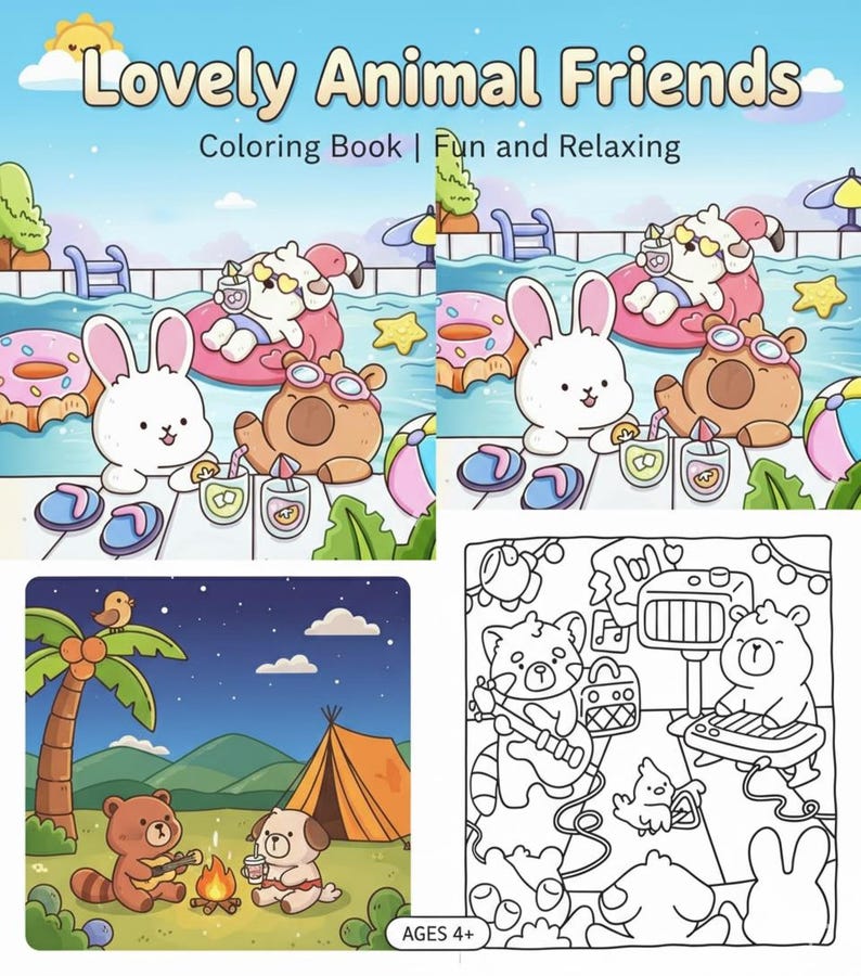 Lovely Animal Friends Coloring Book | 39 Fun and Relaxing Designs for ...