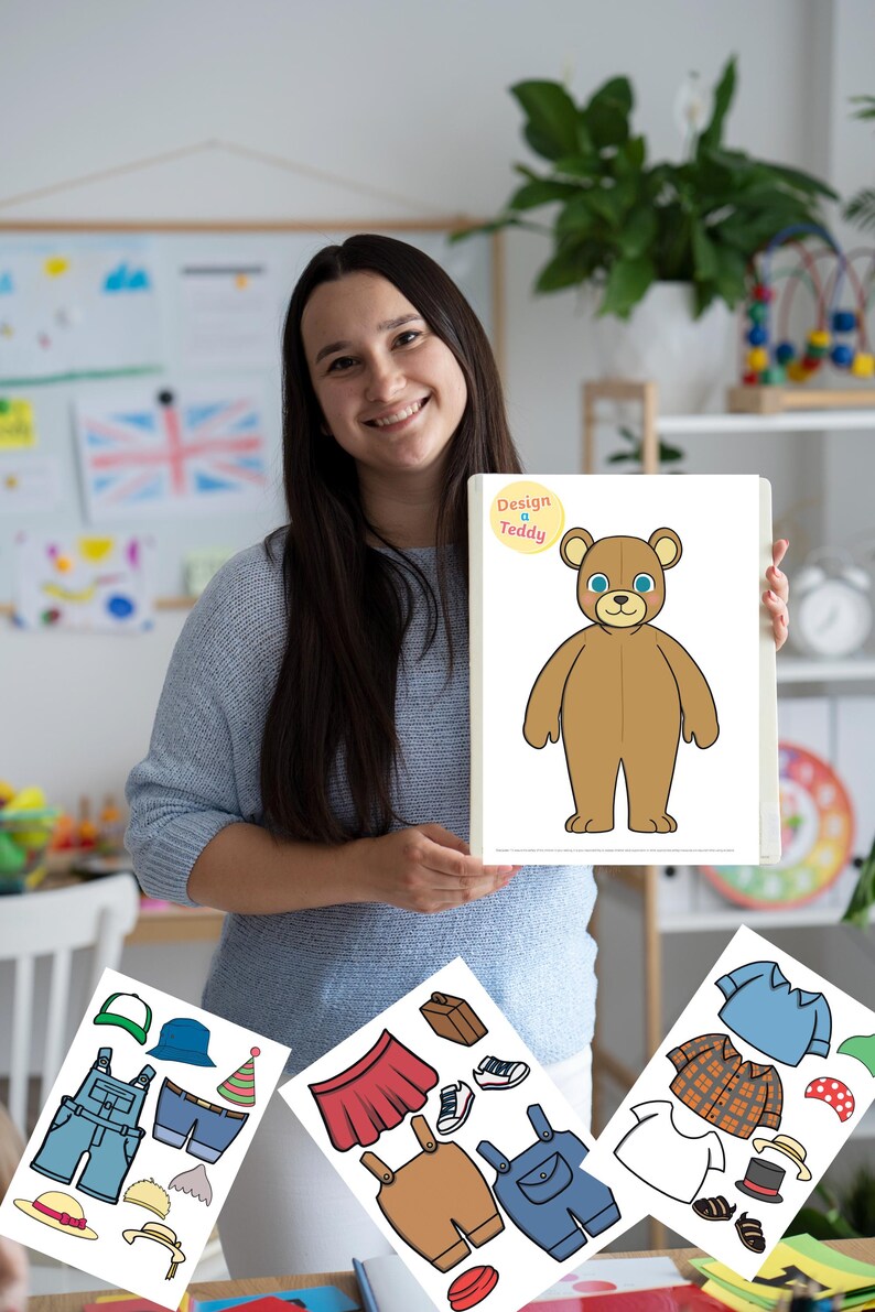 Teddy Bear Cut and Stick Activity: Printable Kids Craft (PDF Download ...
