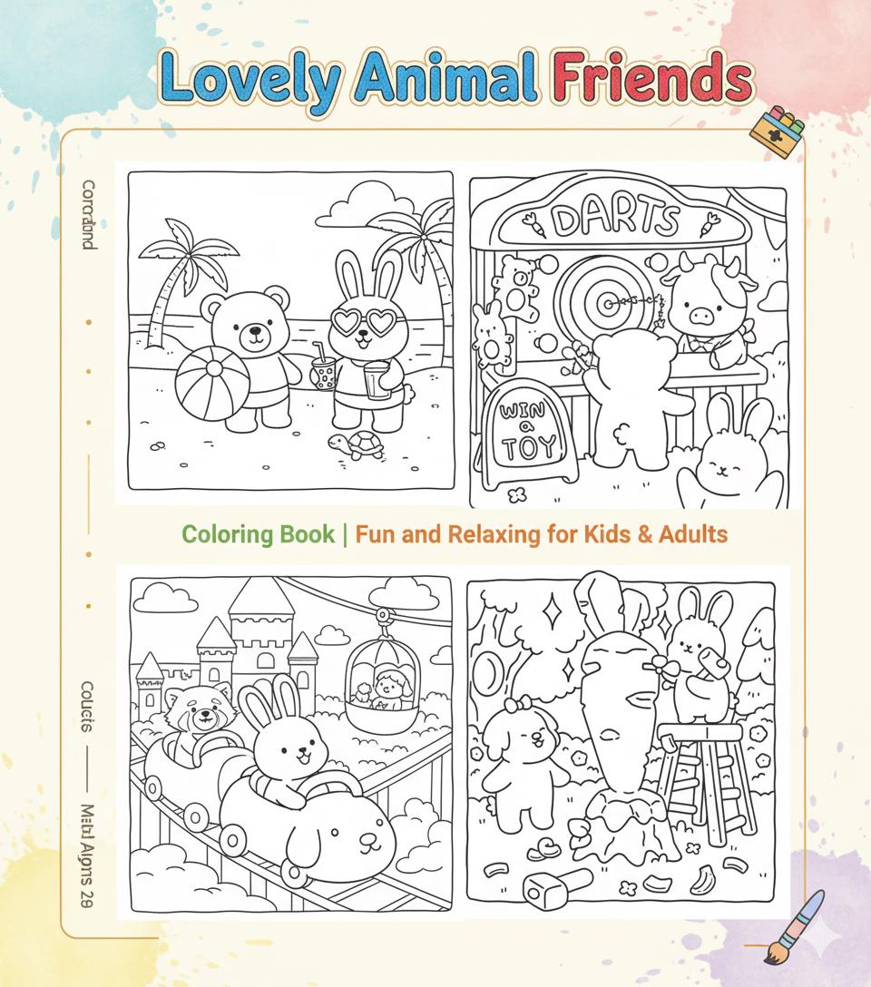 Lovely Animal Friends Coloring Book | 39 Fun and Relaxing Designs for ...