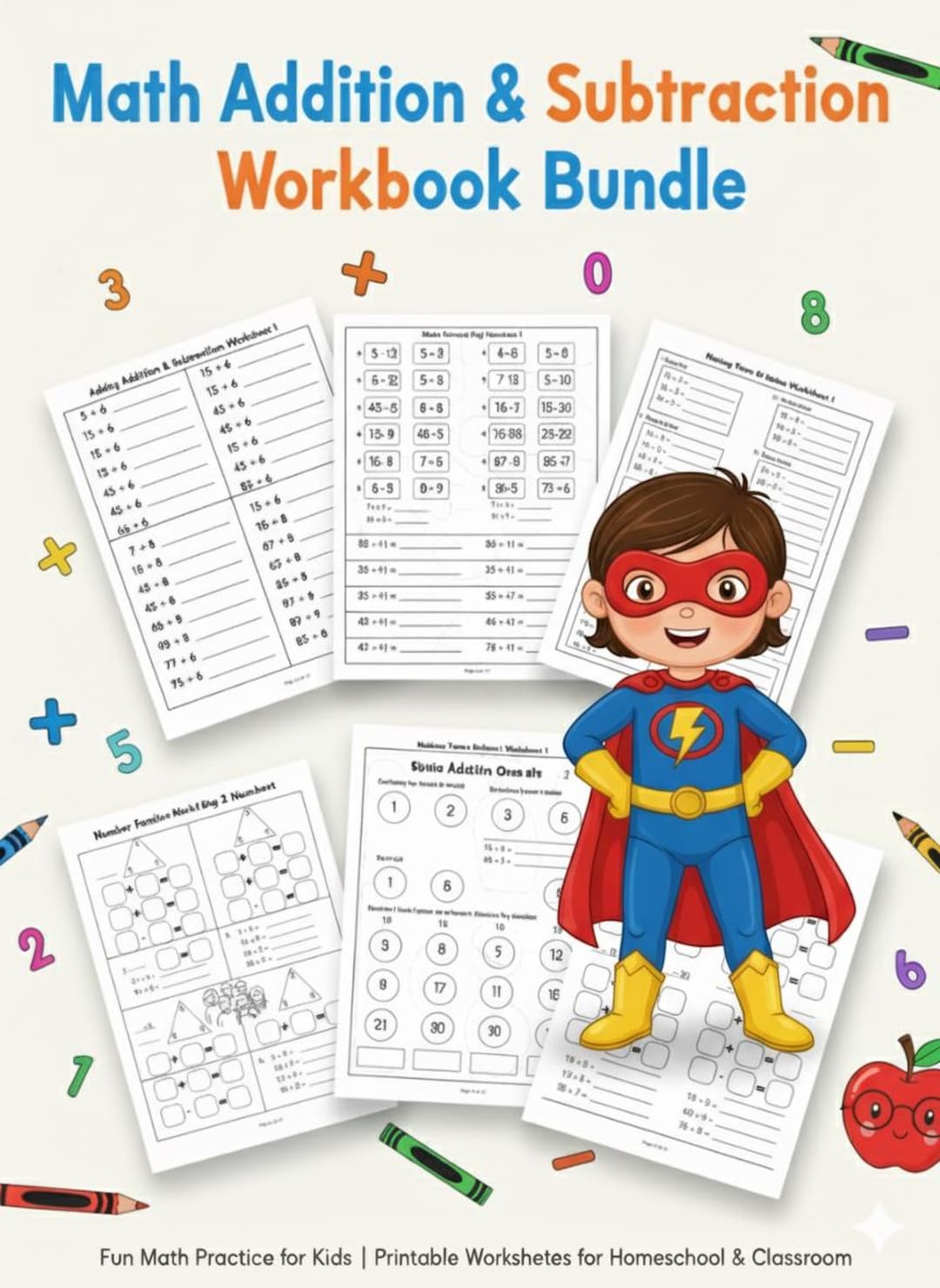 Math Addition & Subtraction Workbook Bundle | Fun Math Practice for ...