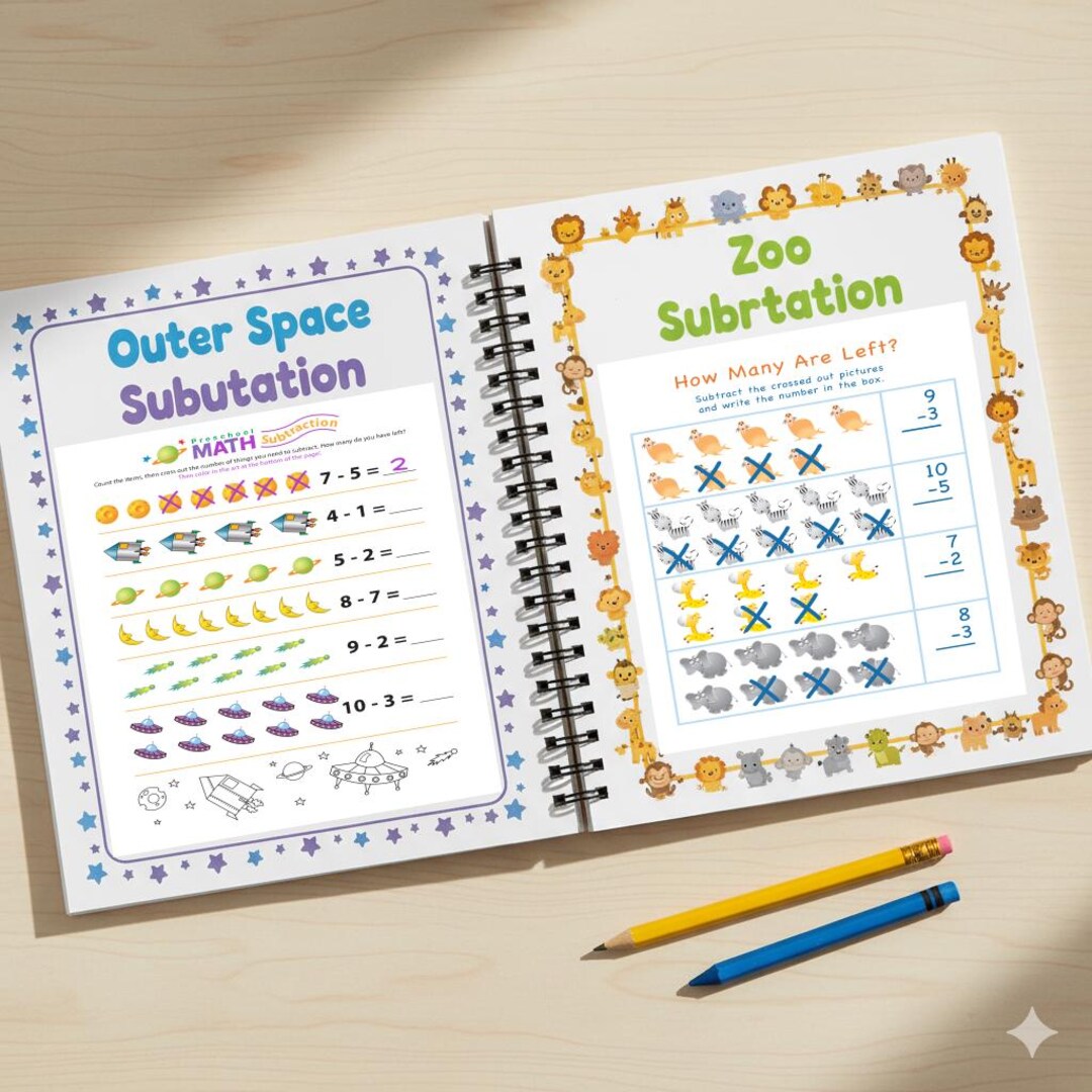 Subtraction Action Printable Workbook | Preschool Math Activities | Fun ...