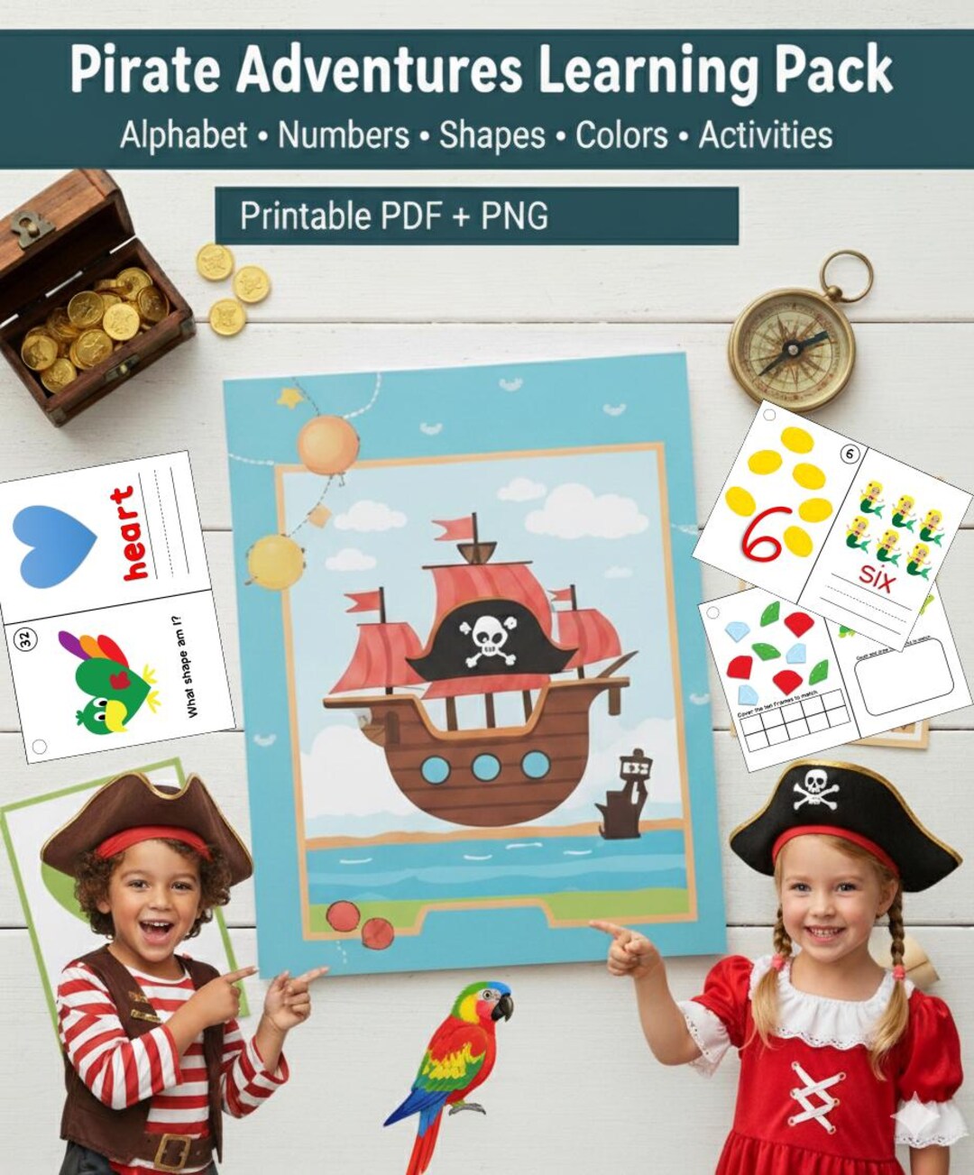 Pirate Learning Flip Book Flashcards | Alphabet, Numbers, Colors ...