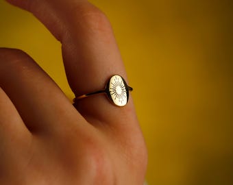 Hand Stamped Sun Ring- Sunshine Band- Positive Jewelry- Half Round ...