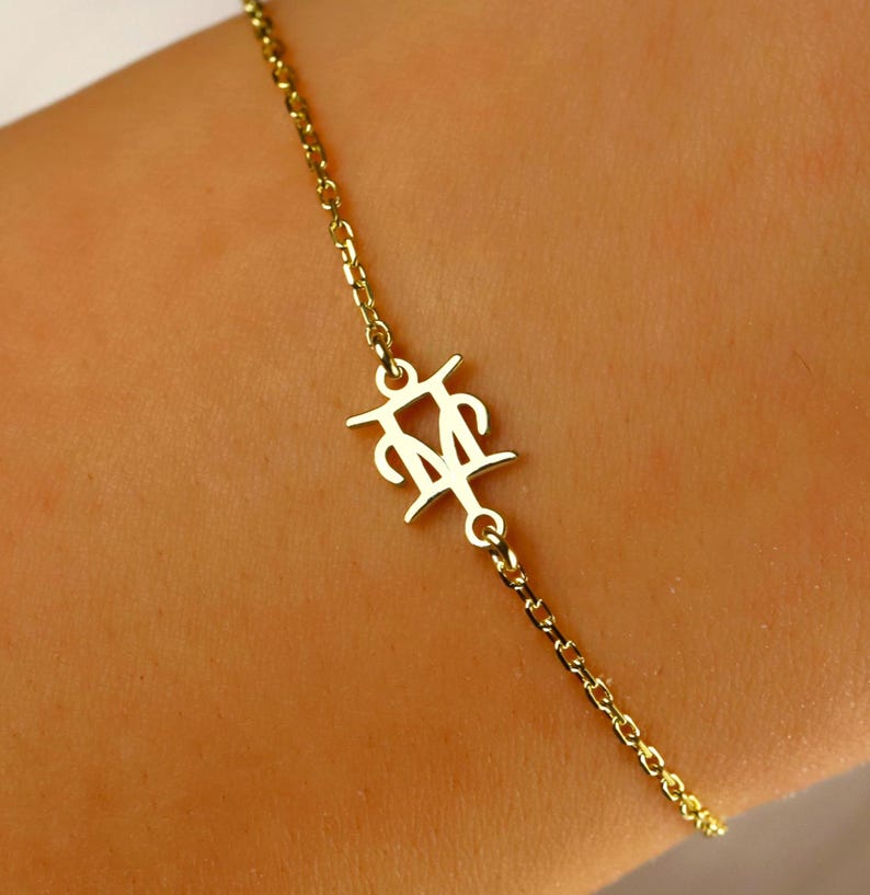 Interlocking Zodiac Sign Bracelet: Personalized Double Sign in Gold or ...