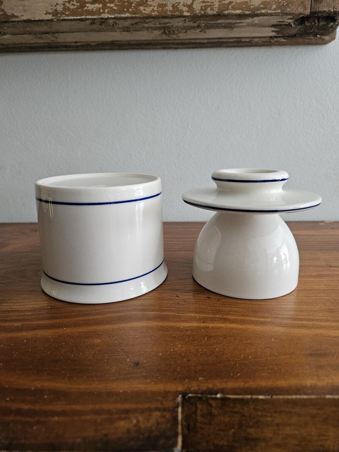 Timeless Stoneware Butter Bell Cream With Blue Stripe FREE SHIPPING - Etsy