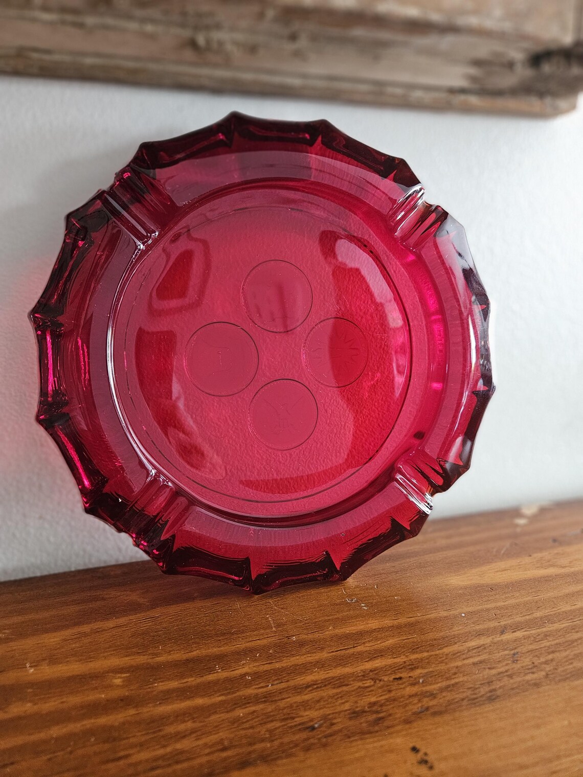 Vintage Fostoria Ruby Red Coin Dot Trinket Dish – Multi-use Pressed ...