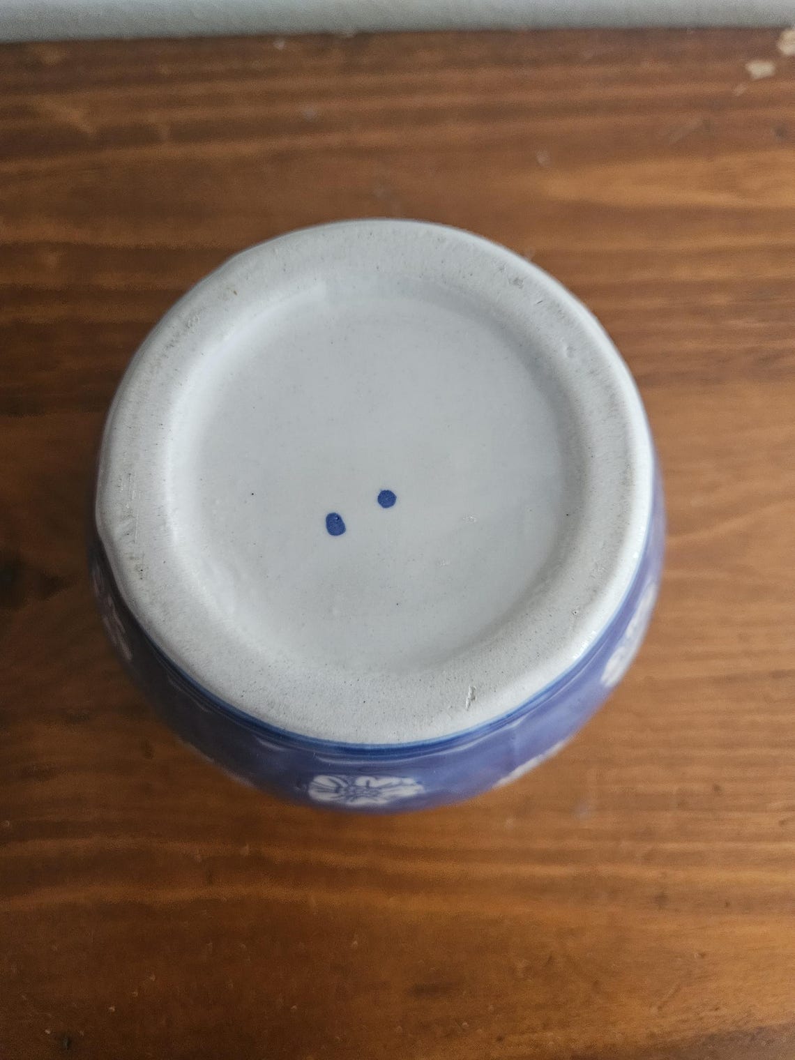 Hand-painted Blue Flower Pot With White Floral Design | Vintage Ceramic ...