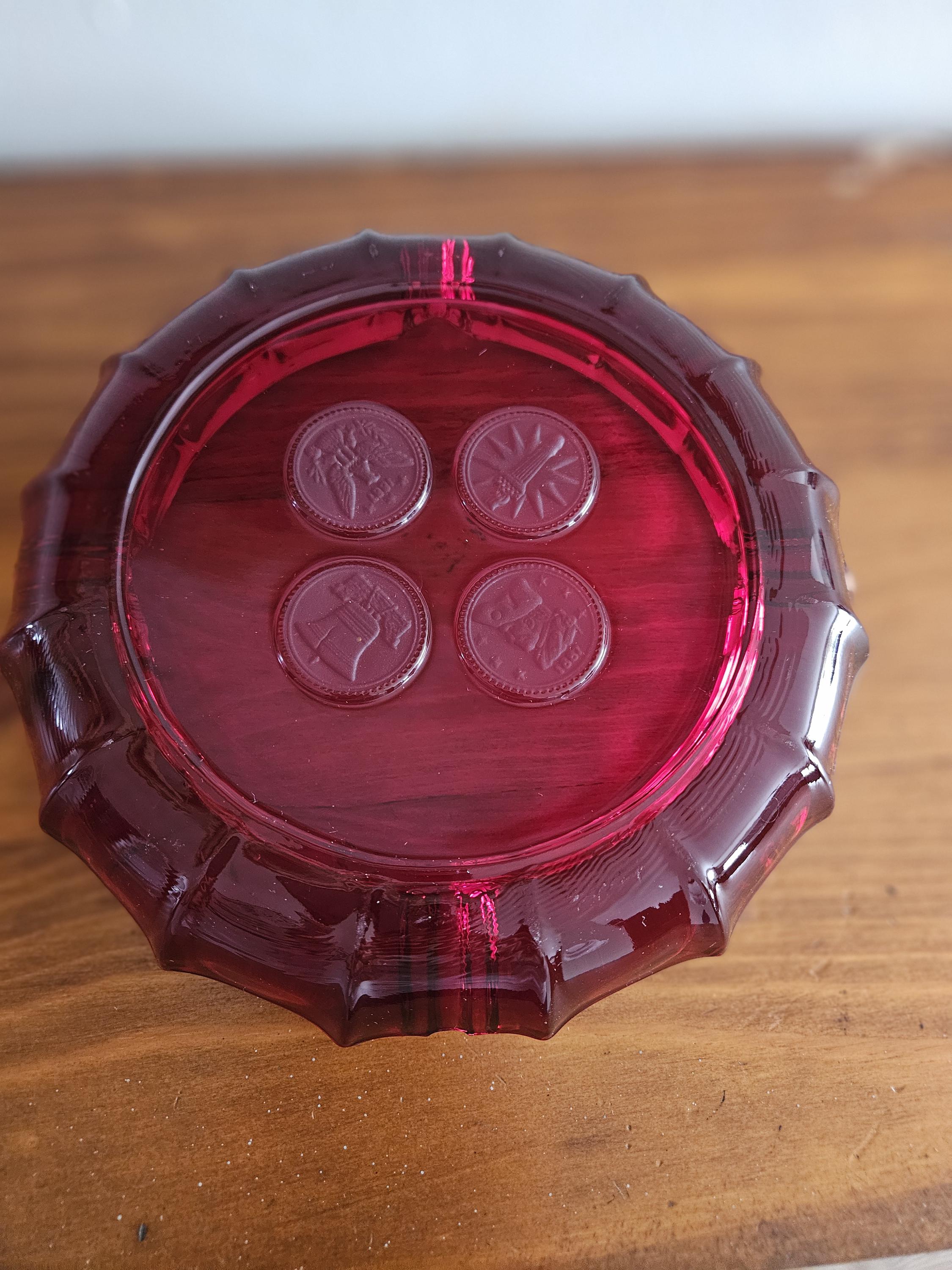 Vintage Fostoria Ruby Red Coin Dot Trinket Dish – Multi-use Pressed ...