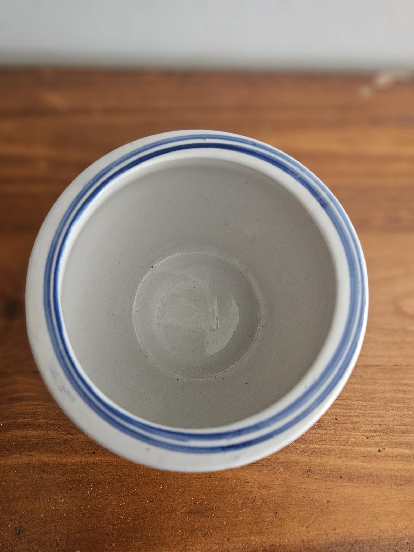 Hand-painted Blue Flower Pot With White Floral Design | Vintage Ceramic ...