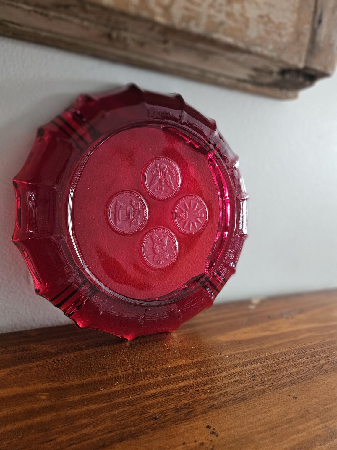 Vintage Fostoria Ruby Red Coin Dot Trinket Dish – Multi-use Pressed ...
