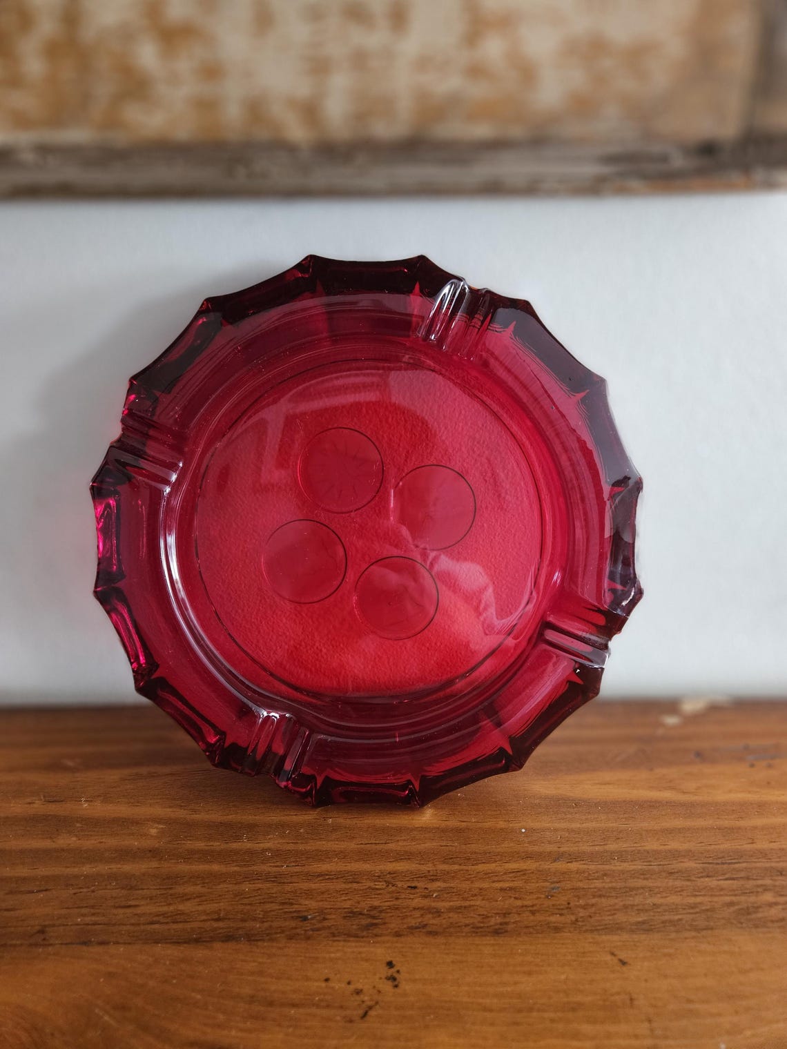 Vintage Fostoria Ruby Red Coin Dot Trinket Dish – Multi-use Pressed ...