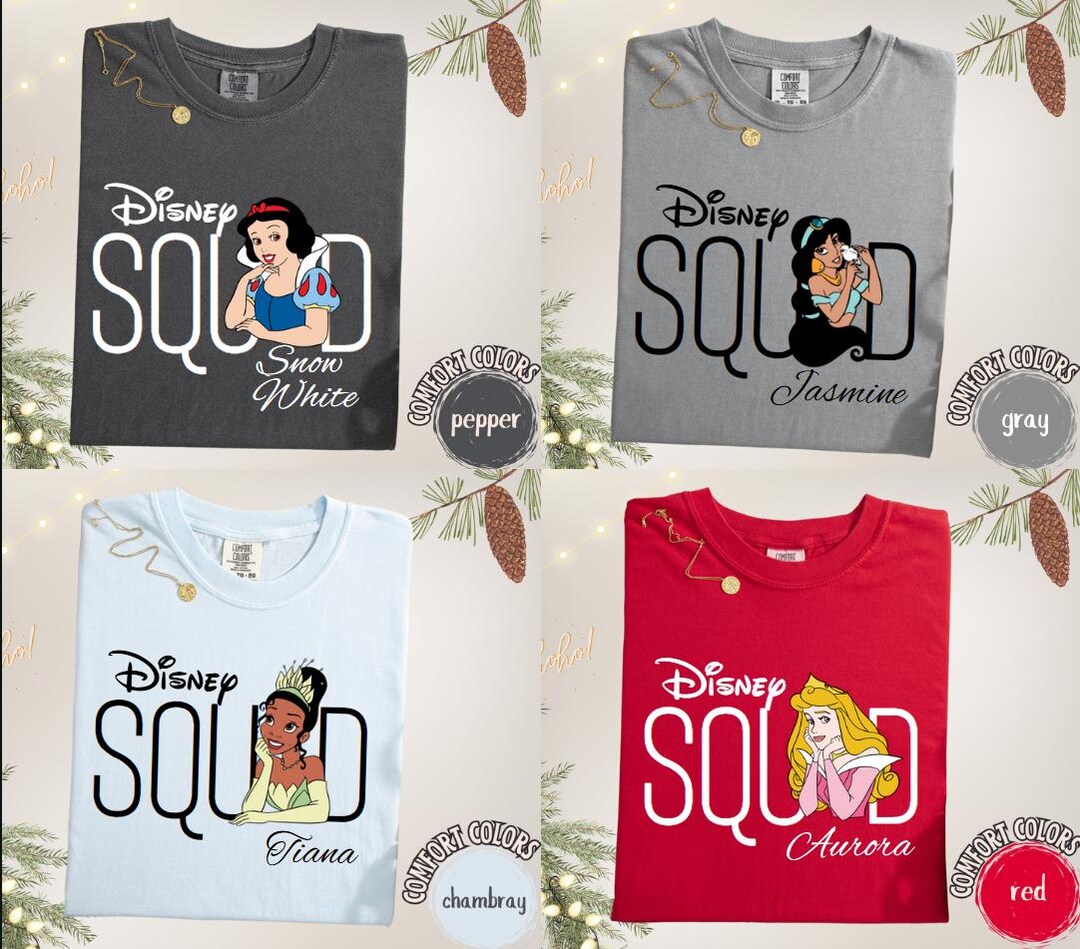 Disney Princess Custom Squad Comfort Colors Shirt, Disney Family Shirt ...