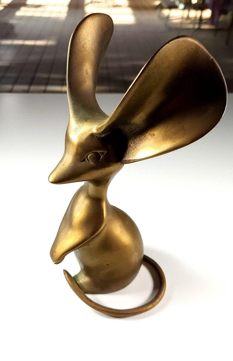 Solid Brass Vintage Large Ear Mouse Paperweight 9 Inches - Etsy