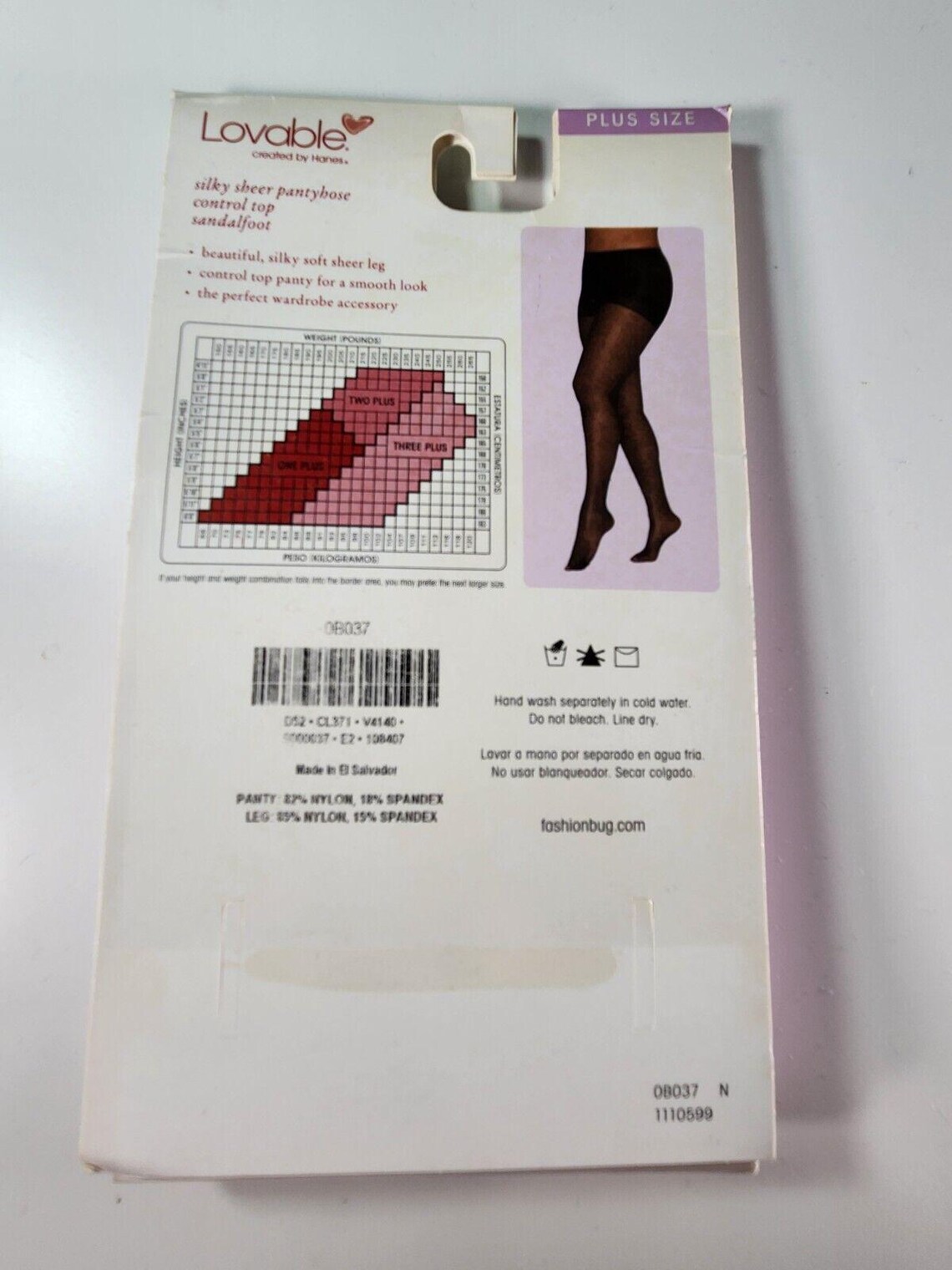 Hanes Lovable Plus Size Pantyhose Three Plus Barely There Style 0B037 ...