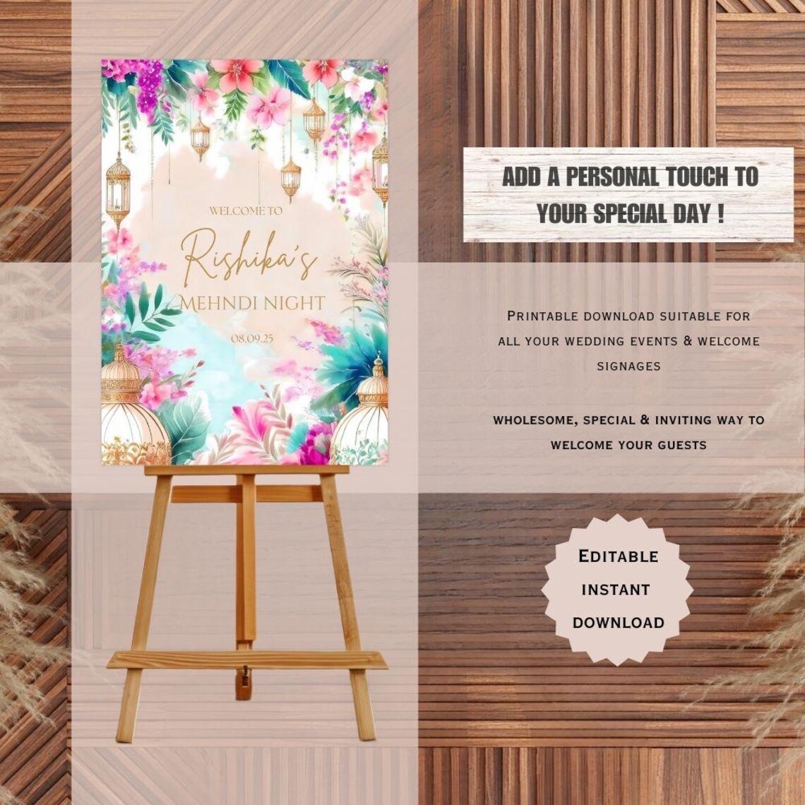 Bright Mehndi Welcome Sign, Mehndi Sign, Haldi Sign, Sangeet Welcome ...
