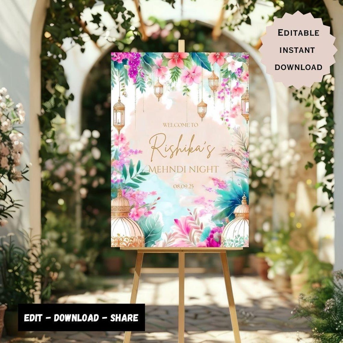 Bright Mehndi Welcome Sign, Mehndi Sign, Haldi Sign, Sangeet Welcome ...