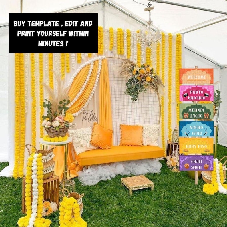 Mehndi Decor Sign as a Indian Wedding Welcome Sign, Dholki Sign, Mehndi ...